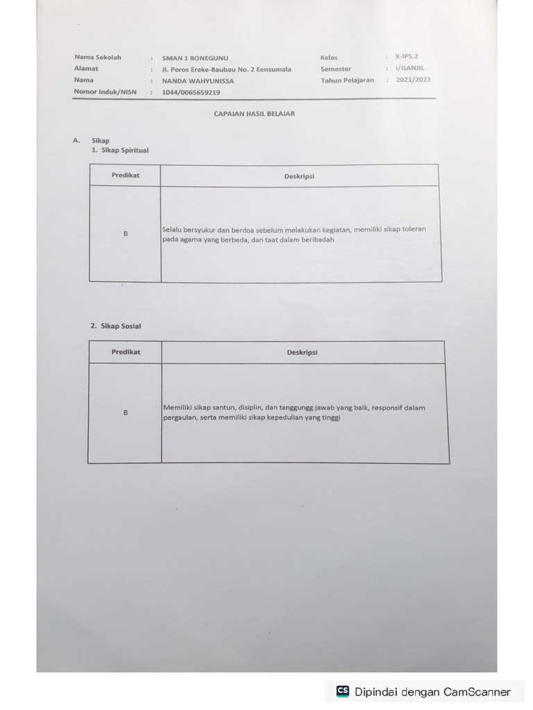 rapor semester 1 | PDF