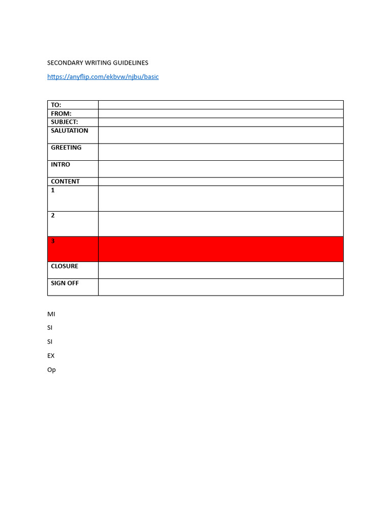 Secondary Writing Guidelines | PDF