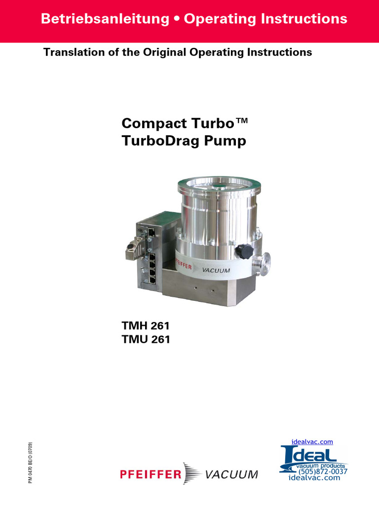 Pfeiffer TMH 261 OperatingInstructions | PDF | Pump | Valve