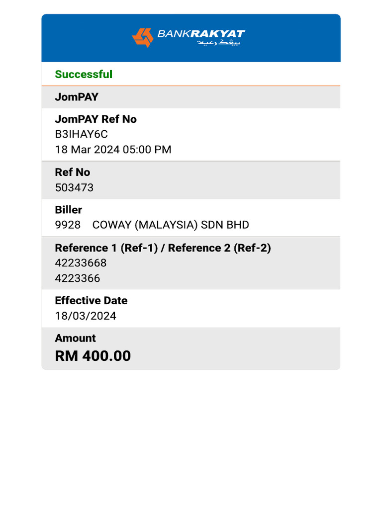 Receipt Bank Rakyat - 20240318090004248 | PDF