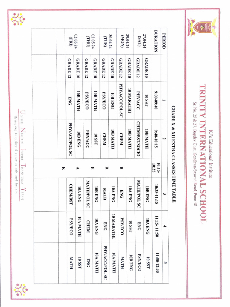 Grade XandXII Extra Classes TT | PDF