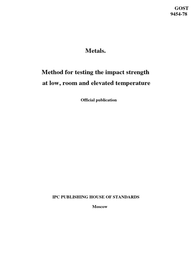 GOST 9454-78: Impact Strength Testing | PDF | Metals | Liquids