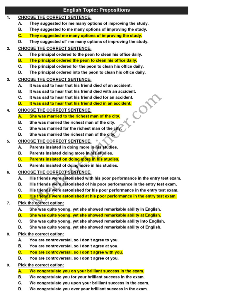 Preposition - English Grammar Rules | PDF | Language Arts & Discipline