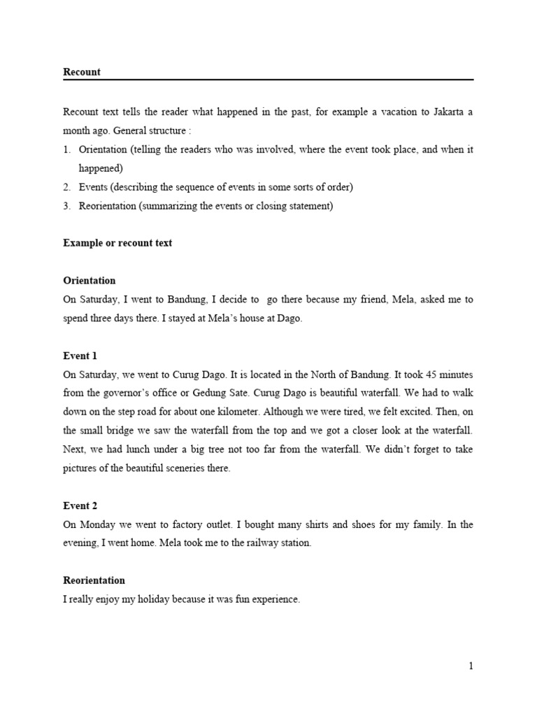 How to Write a Recount Text | PDF