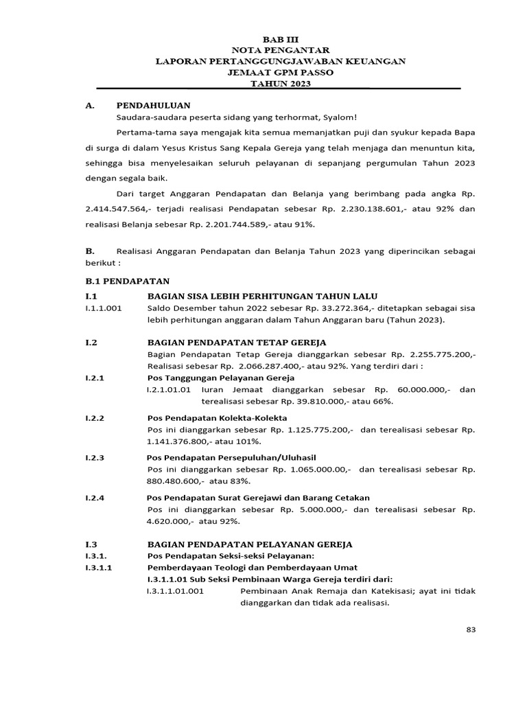 Nota Pengantar (Neraca) 2023 | PDF