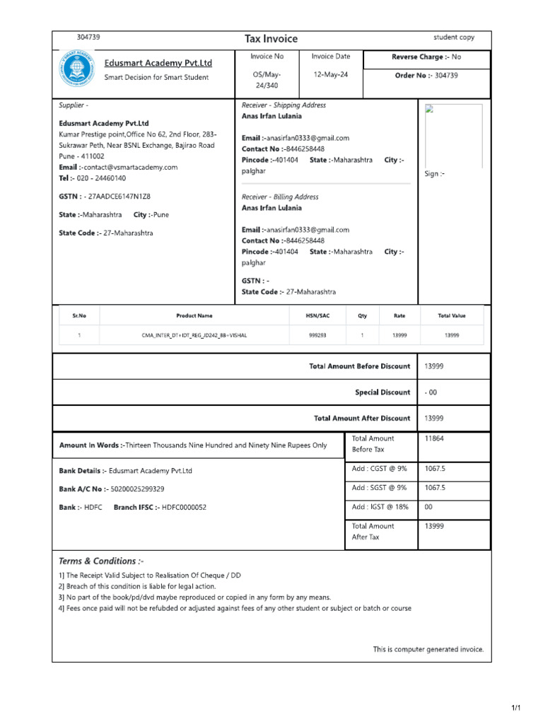 Tax Rreceipt | PDF