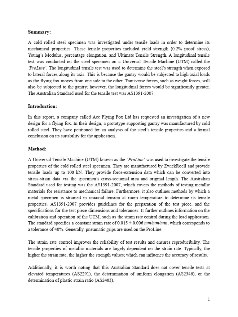 Cold Rolled Steel Tensile Properties Analysis | PDF | Deformation ...