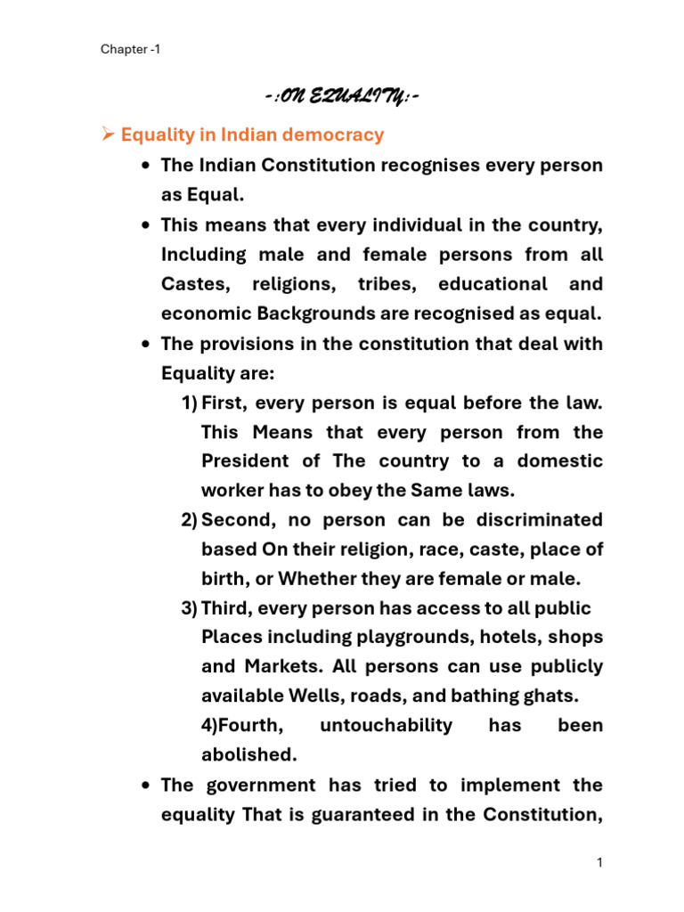 on equality | PDF | Social Equality | Caste