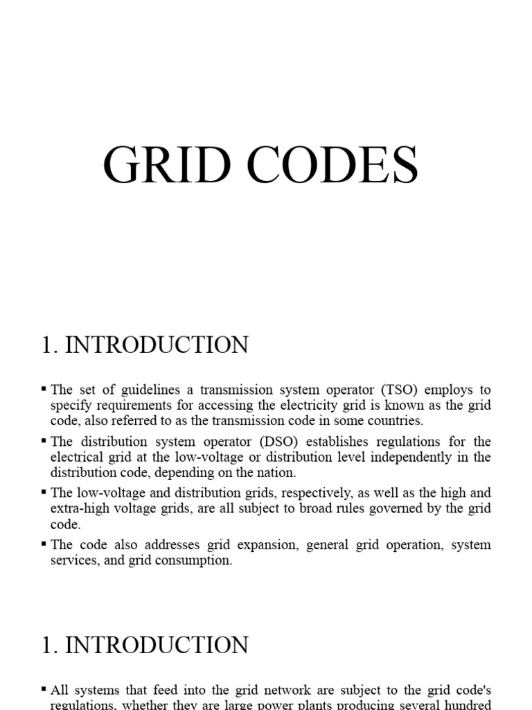 Overview of Grid Codes and Standards | PDF | Electrical Grid | European ...