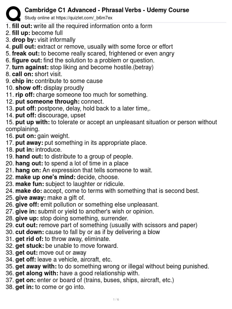 C1 Advanced Phrasal Verbs Guide | PDF