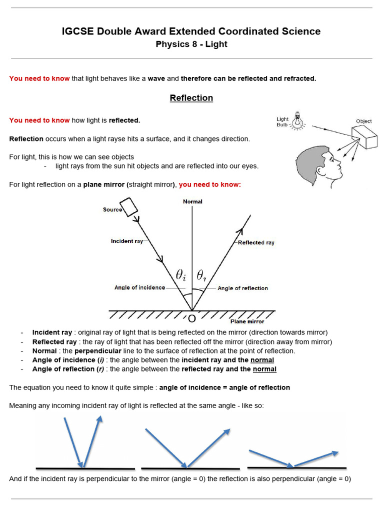 p8 Light | PDF | Reflection (Physics) | Refraction