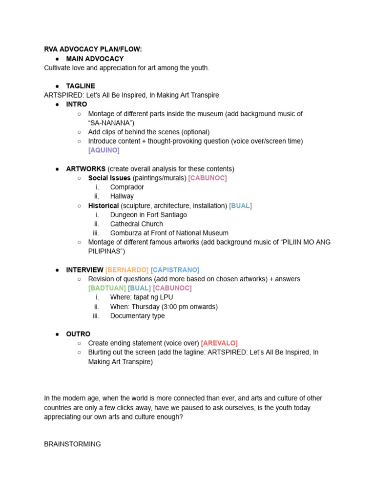 RVA PLAN & SCRIPT | Download Free PDF | Spanish East Indies | Philippines