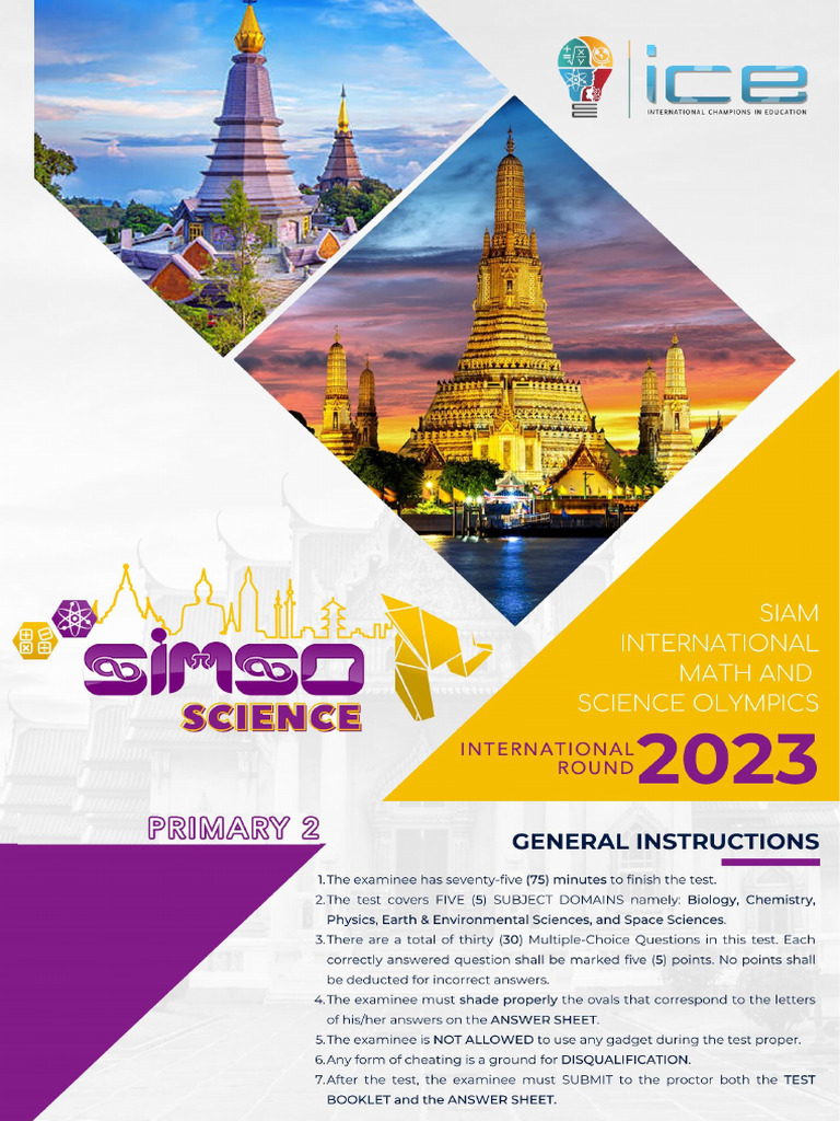 Primary 2 - SIMSO Science 2023 (With Answers) | PDF | Moon | Sun