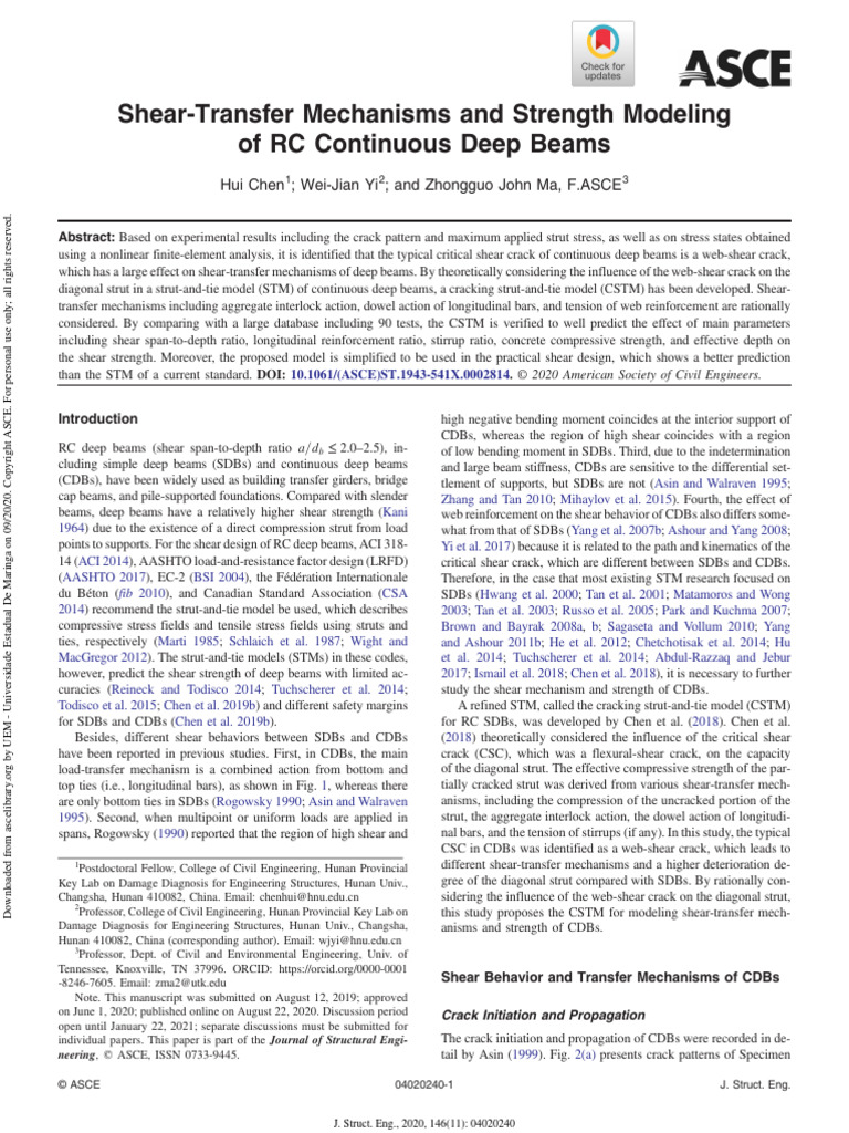 Shear-Transfer Mechanisms and Strength Modeling | PDF | Fracture | Beam (Structure)