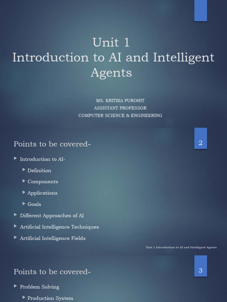 Unit 1 Introduction To AI and Intelligent Agents - Master | PDF ...