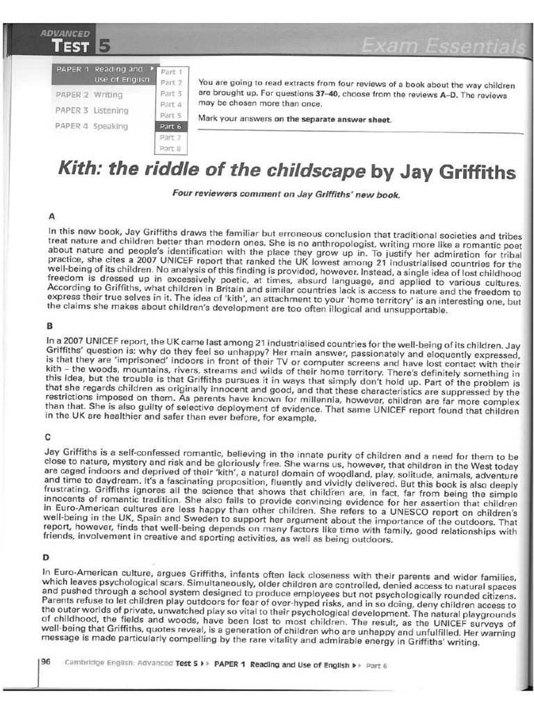 CAE Reading Test - Part 6 | PDF