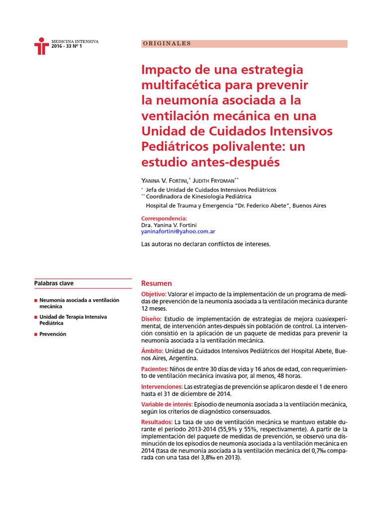 Prevención de NAVM - Frydman 2013 | PDF | Neumonía | Medicina de ...