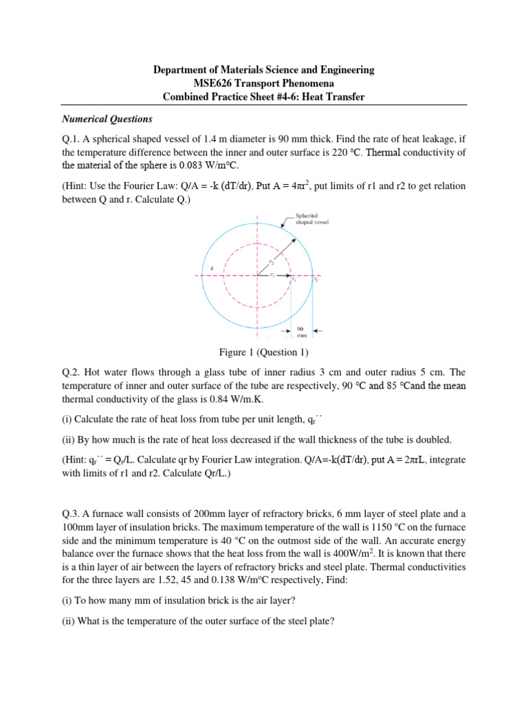 Practice Sheet #4-6 | PDF | Heat Transfer | Building Engineering