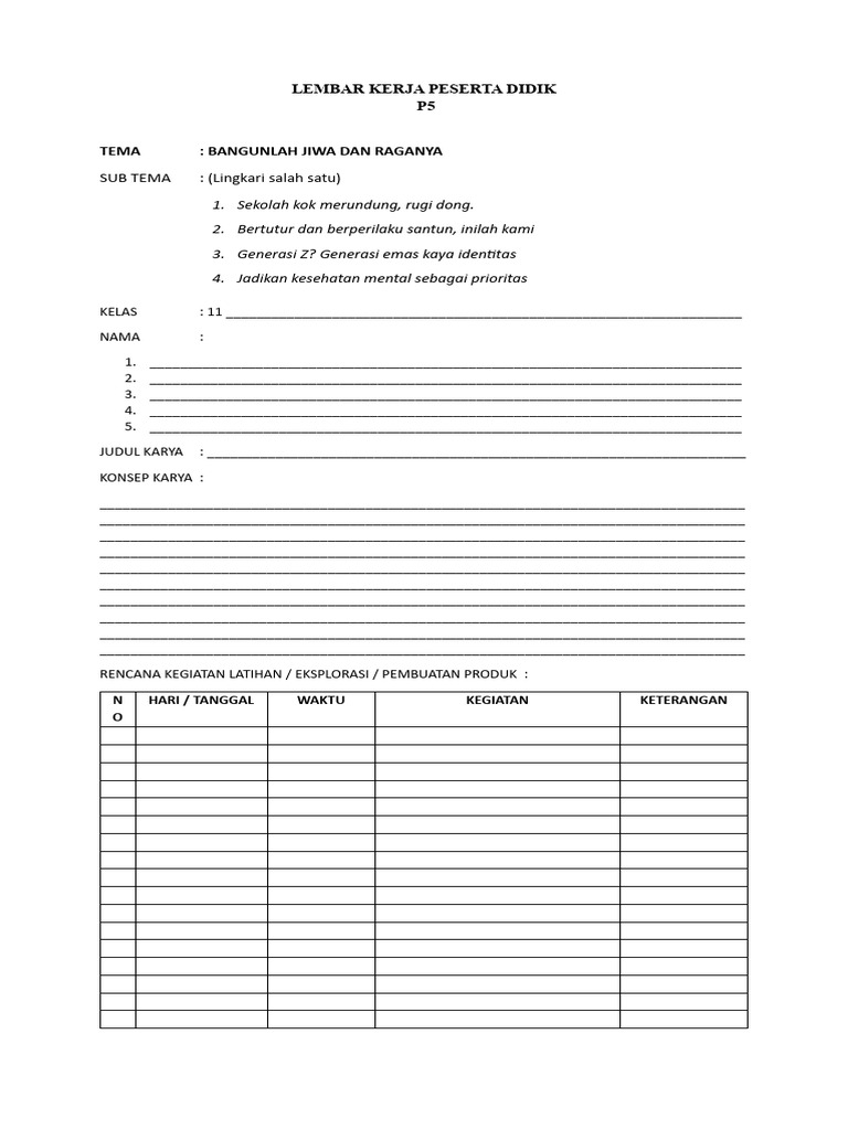 Lembar Kerja Peserta Didik P5 | PDF