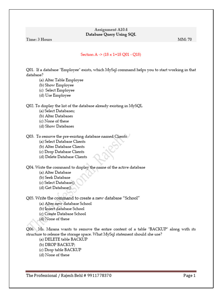Assignment A10.4 of MySQL | Download Free PDF | Table (Database ... Assignment A10.4 of MySQL | Download Free PDF | Table (Database ...