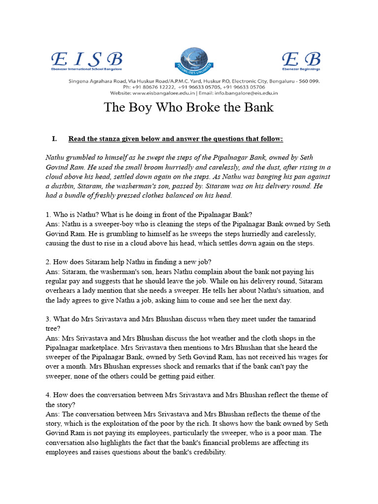 The Boy Who Broke The Bank | PDF | Banks | Money