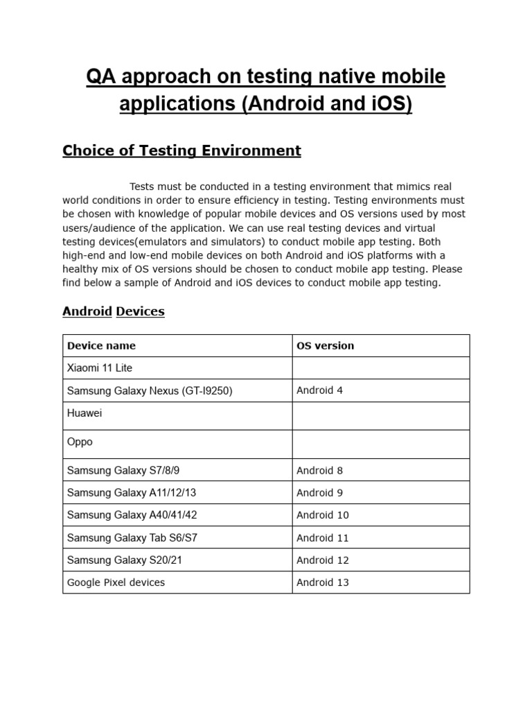 QA Approach On Testing Native Mobile Applications | PDF | Mobile App ...