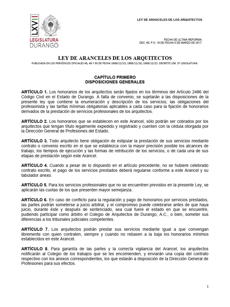Ley de Aranceles de Los Arquitectos | PDF | Arquitecto | Contratista ... Ley de Aranceles de Los Arquitectos | PDF | Arquitecto | Contratista ...