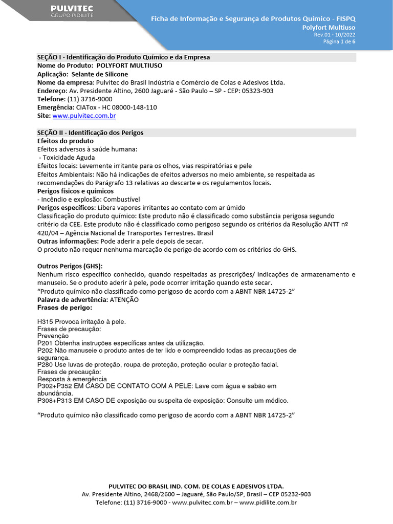 Segurança e Uso do Polyfort Multiuso | PDF | Embalagem e rotulagem ...