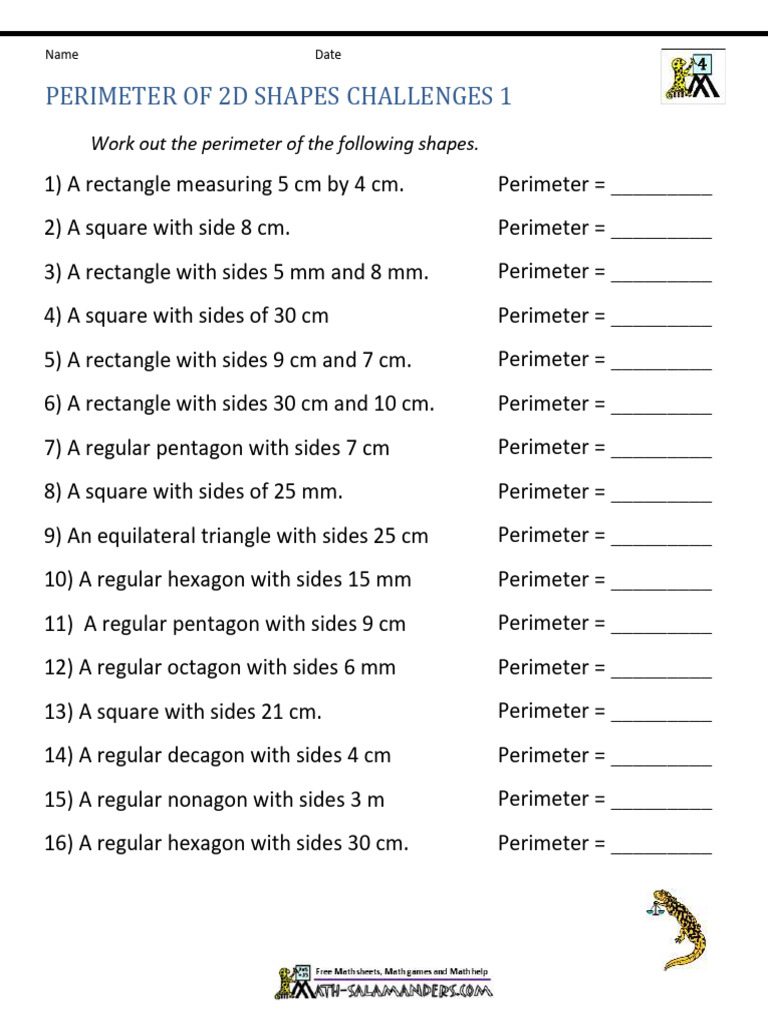 Perimeter of 2d Shapes | Download Free PDF | Shape | Geometric Shapes