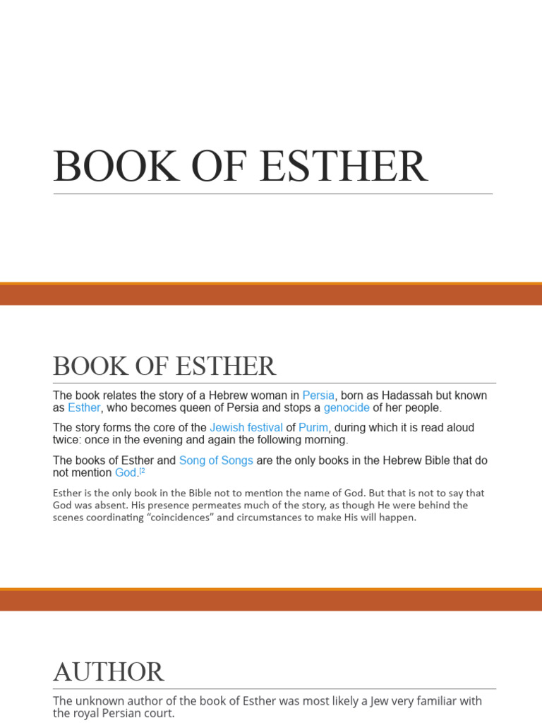 ESTHER (1) | PDF | Esther | Book Of Esther