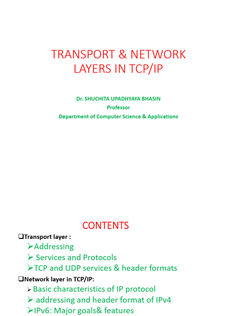 UNIT - IV - Lesson 17 - TCP, UDP, IP | PDF | Transmission Control Protocol | I Pv6