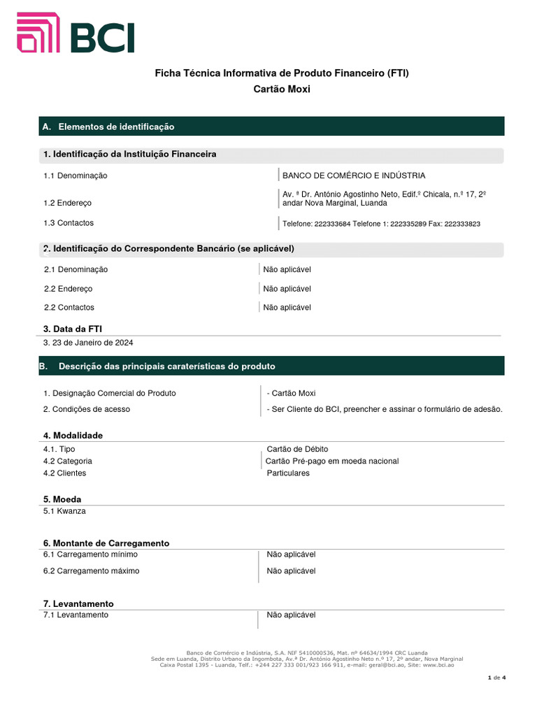 FTI Cartão Moxi | PDF