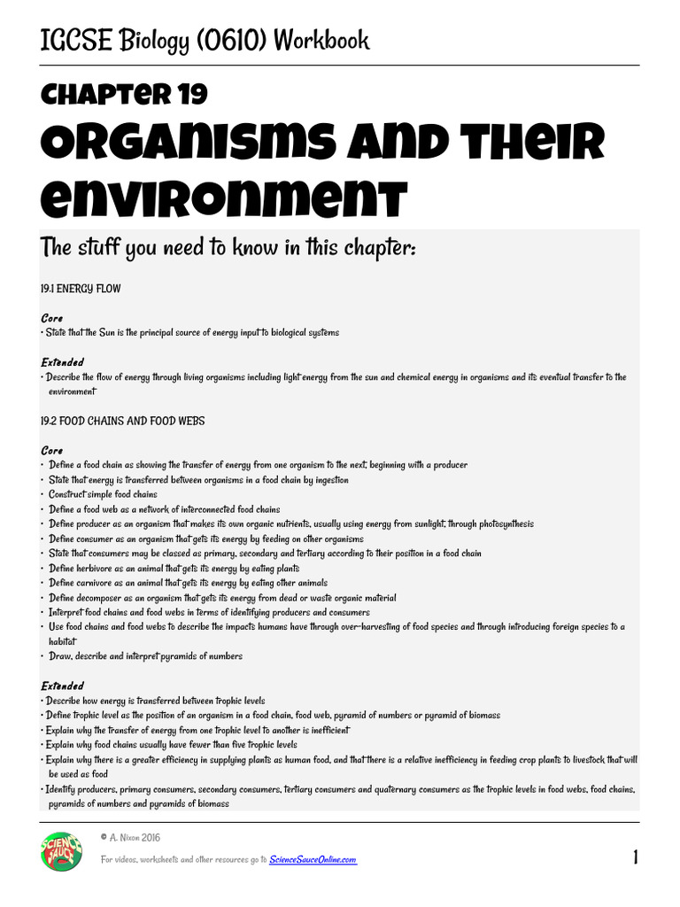 Organisms and Their Environment | PDF | Food Web | Foods