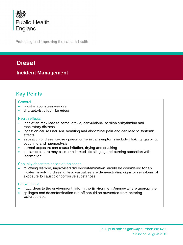 Diesel Incident Management PHE 2019 | PDF | Burn | Radioactive ...