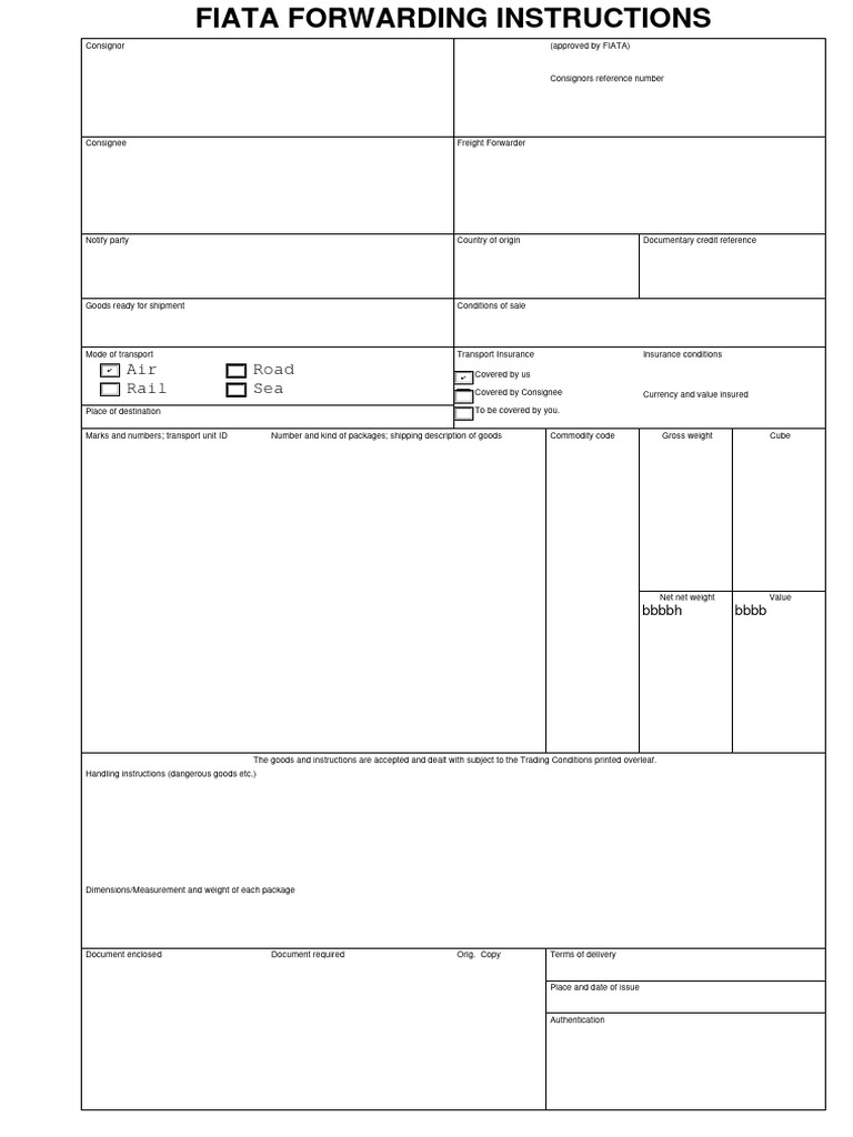 Fiata Forwarding Instructions | PDF | Freight Transport | Cargo