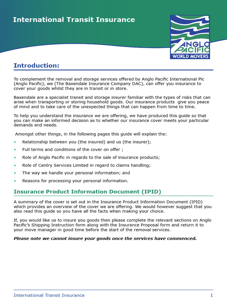 International Transit Insurance Guide | PDF | Insurance