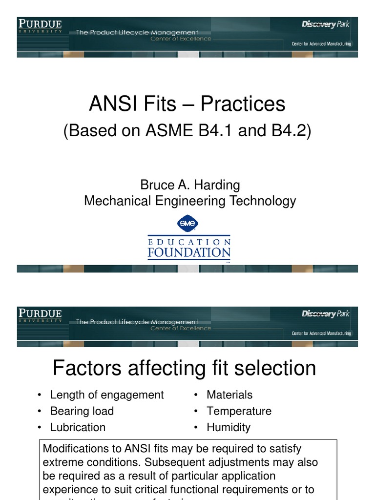 Ansi B4.1 Fit Chart | Engineering Tolerance | Industries