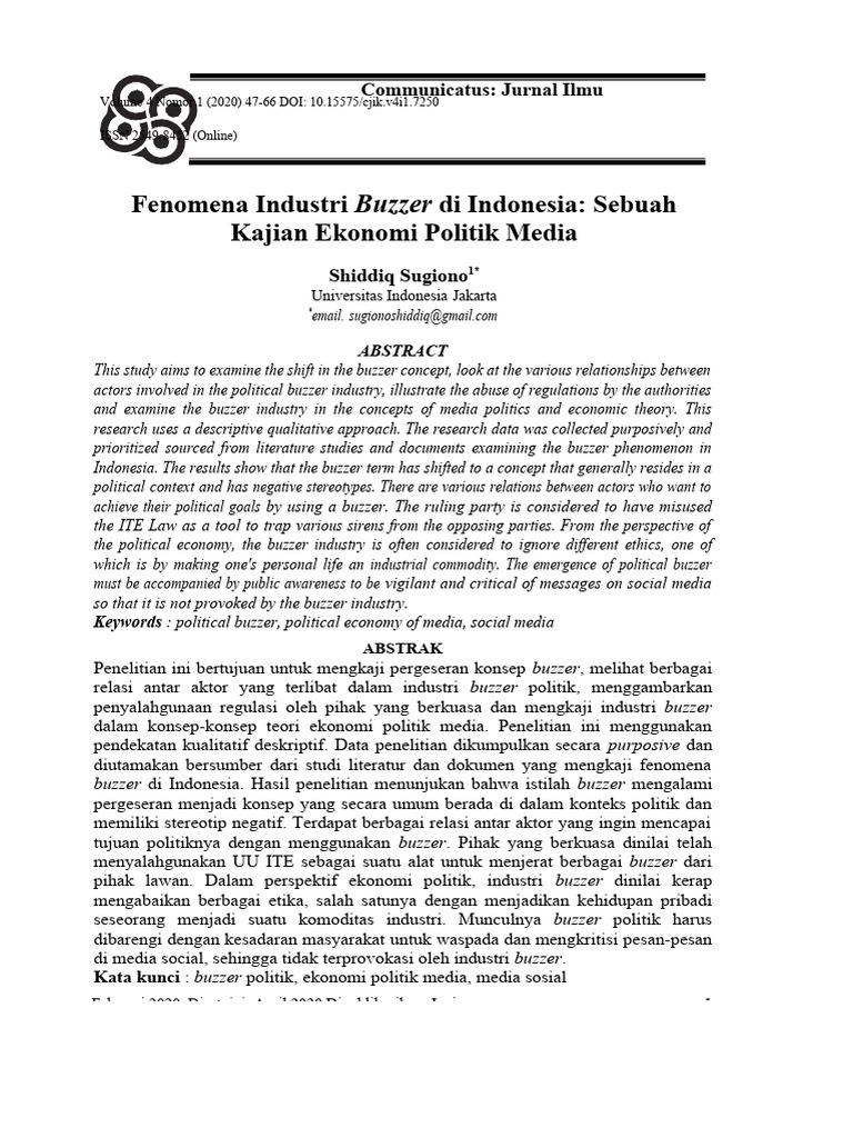 Kajian Buzzer Politik di Indonesia | PDF