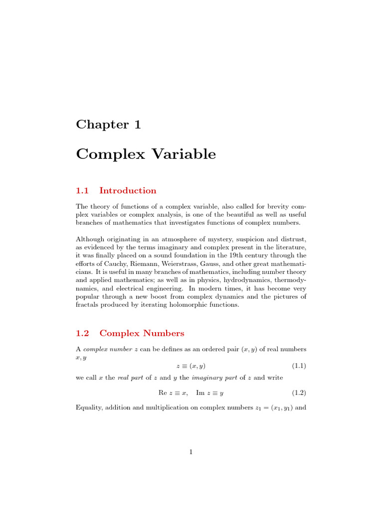 Chapter 1 | PDF | Complex Analysis | Complex Number