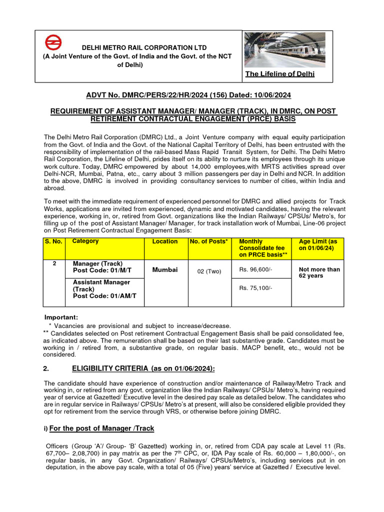 DMRC-RECRUITMENT-2024 | PDF