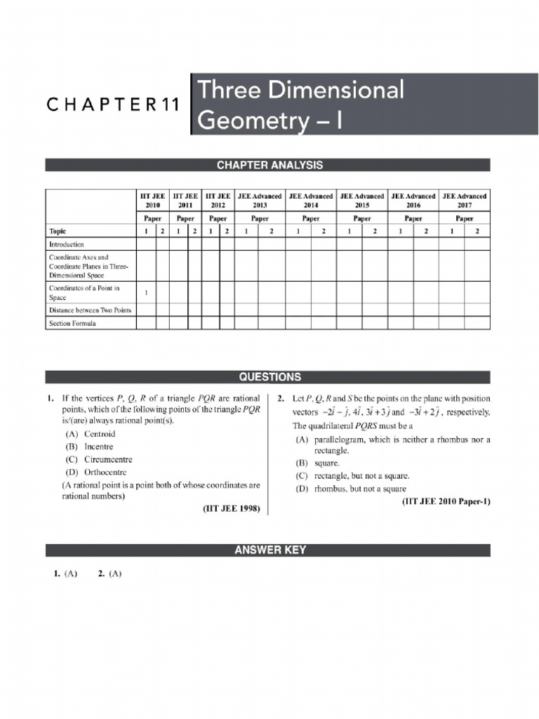 Three-Dimensional Geometry - I | PDF