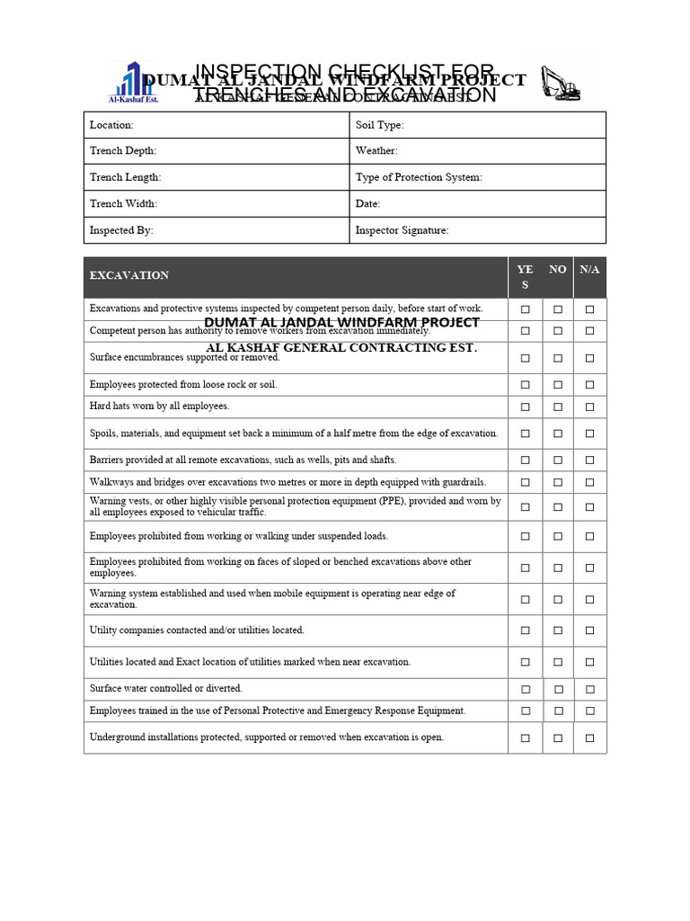 Daily-Inspection-Checklist-for-Trenches-and-Excavations | PDF ...