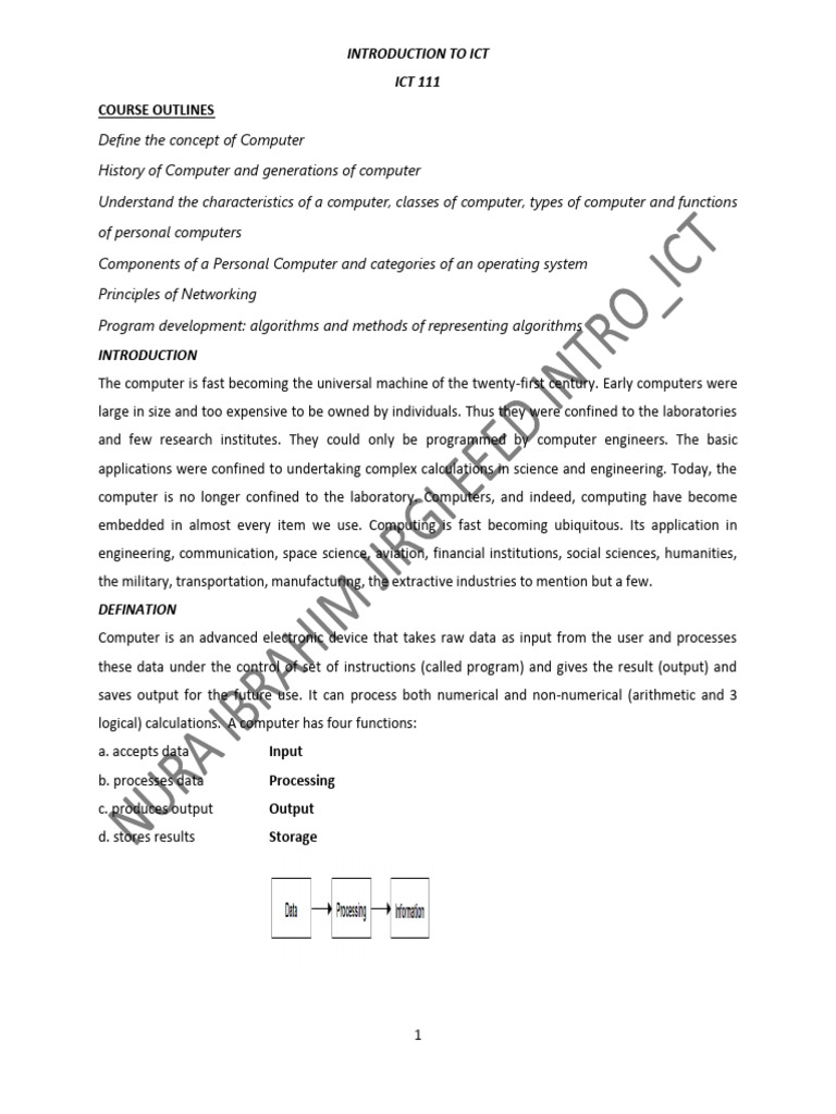 Introduction to Ict_2023 | PDF | Operating System | Computer Data Storage