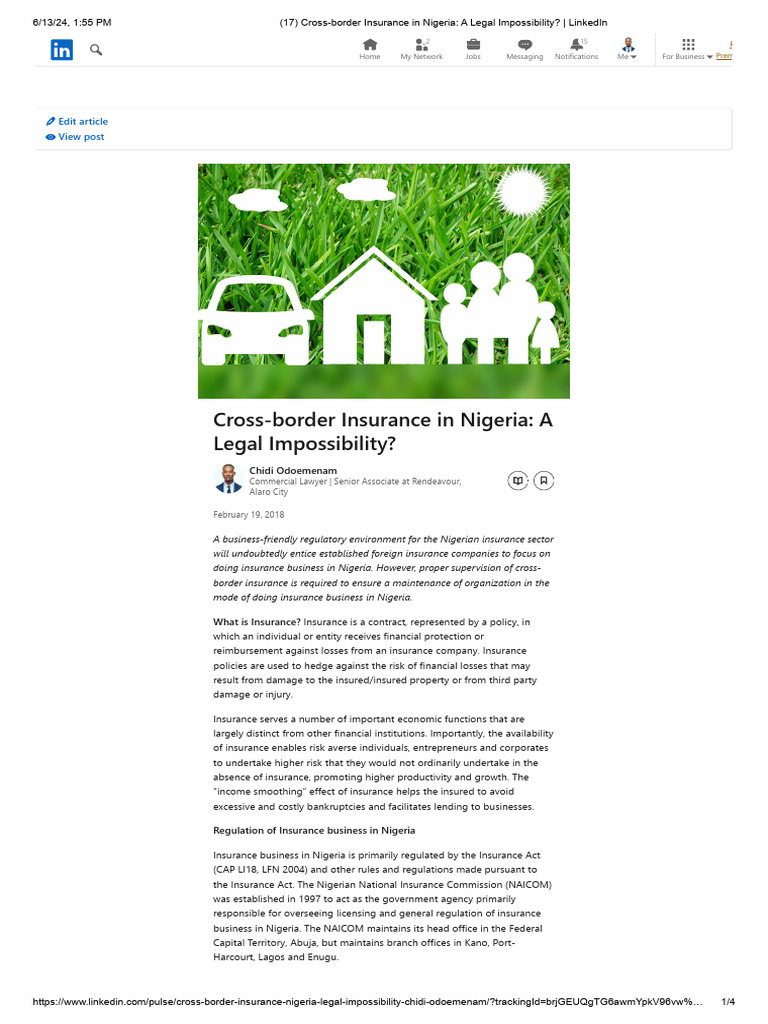 Cross-Border Insurance in Nigeria - A Legal Impossibility? | PDF ...