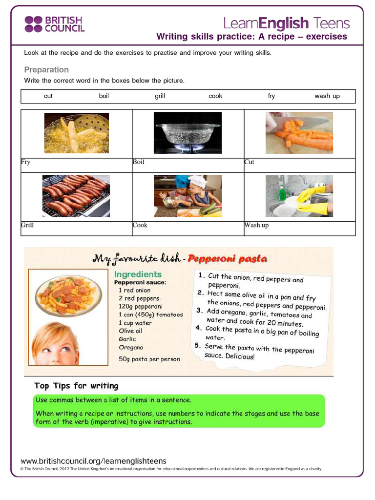 A Recipe - Exercises 0 | PDF | Pasta | Cooking