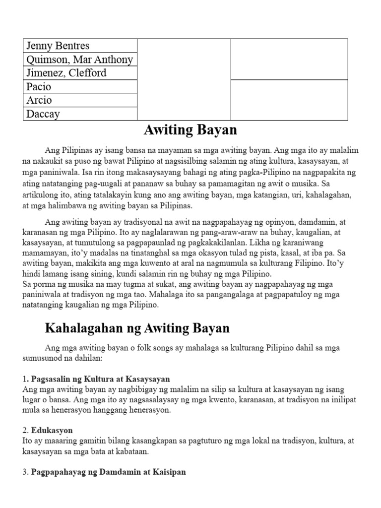 Awiting Bayan | PDF