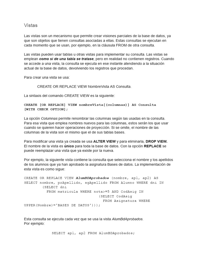 Vistas Tipos Atributos SQL v3 | PDF | SQL | Ingeniería de software