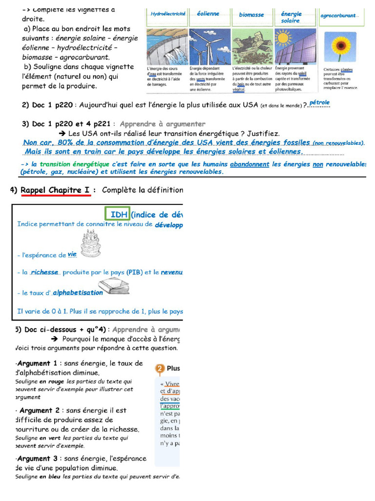 Exo G1 T1 L3 Energie fossile renouvelable corrigé | PDF