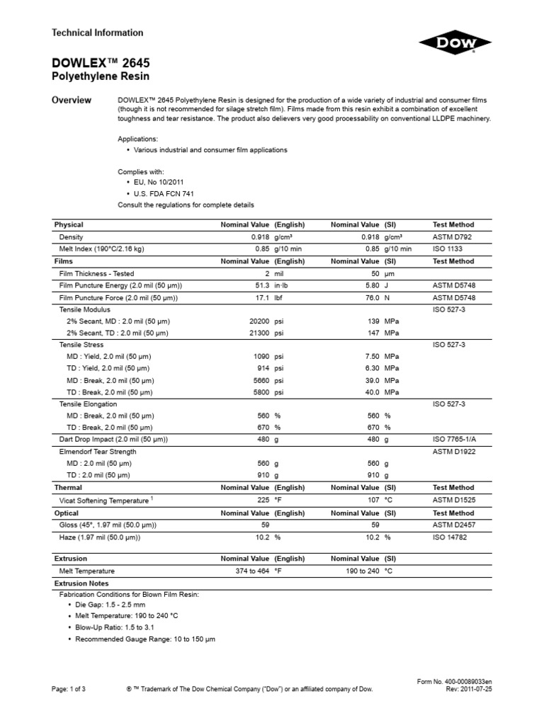 400-00089033en-dowlex-2645-tds | PDF | Heart | Pascal (Unit)