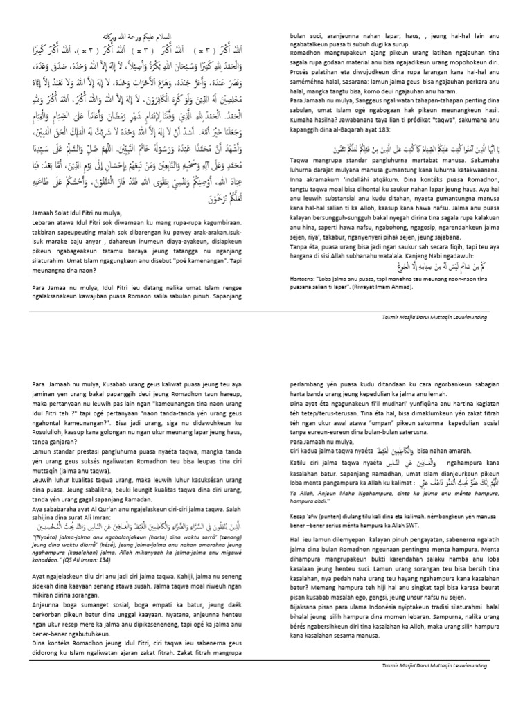 Kotbah Idul Fitri 2024 | PDF